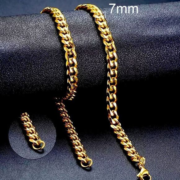 Accessories | 18k Classic Gold 7mm Cuban Chain Necklace 22 Inch | Poshmark